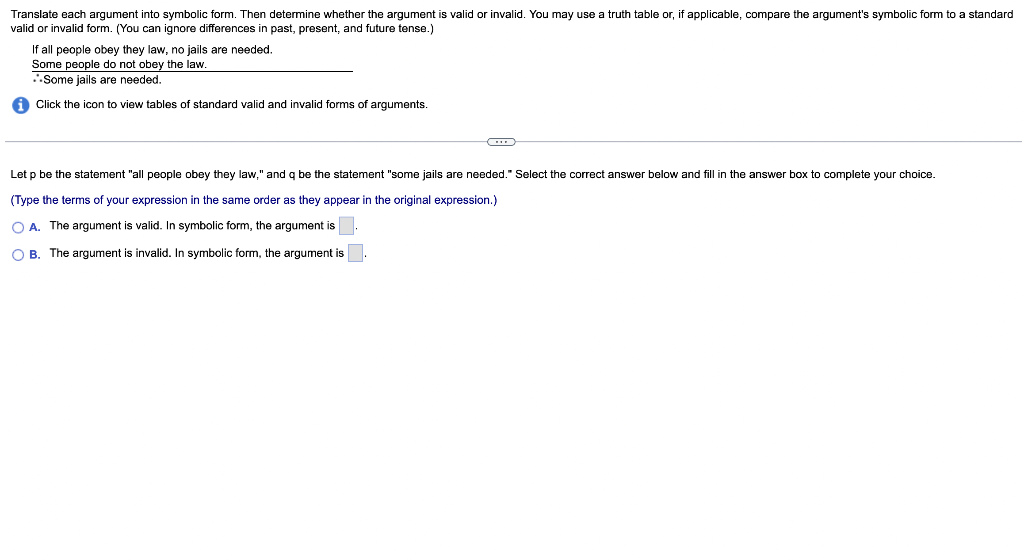 Solved p→rp∨q∴r∨q Choose the correct answer below. A. The | Chegg.com