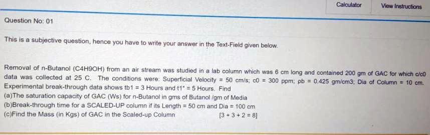 Calculator View Instructions Question No: 01 This is | Chegg.com