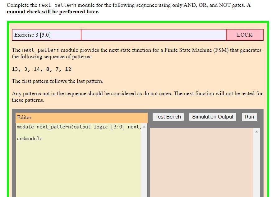 Solved Complete the next_pattern module for the following | Chegg.com
