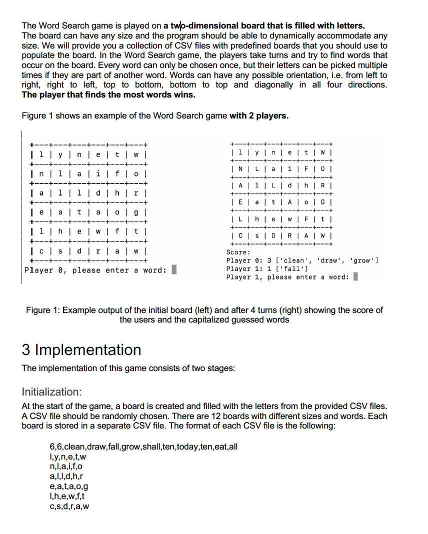 Solved The Word Search game is played on a two-dimensional | Chegg.com