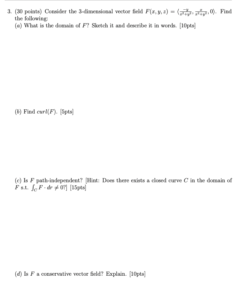 Solved 3. (30 points) Consider the 3-dimensional vector | Chegg.com