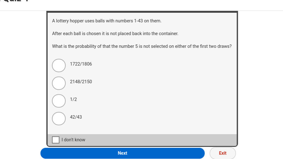 Solved A lottery hopper uses balls with numbers 1-43 on | Chegg.com
