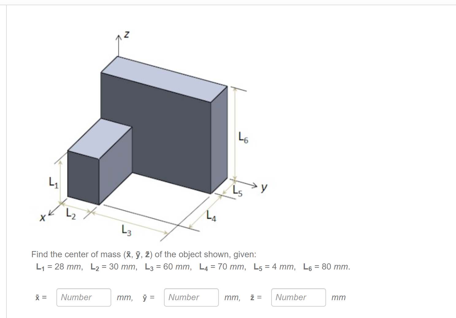 Solved Find the center of mass ( x‾,bar (y),bar (z) ) ﻿of | Chegg.com