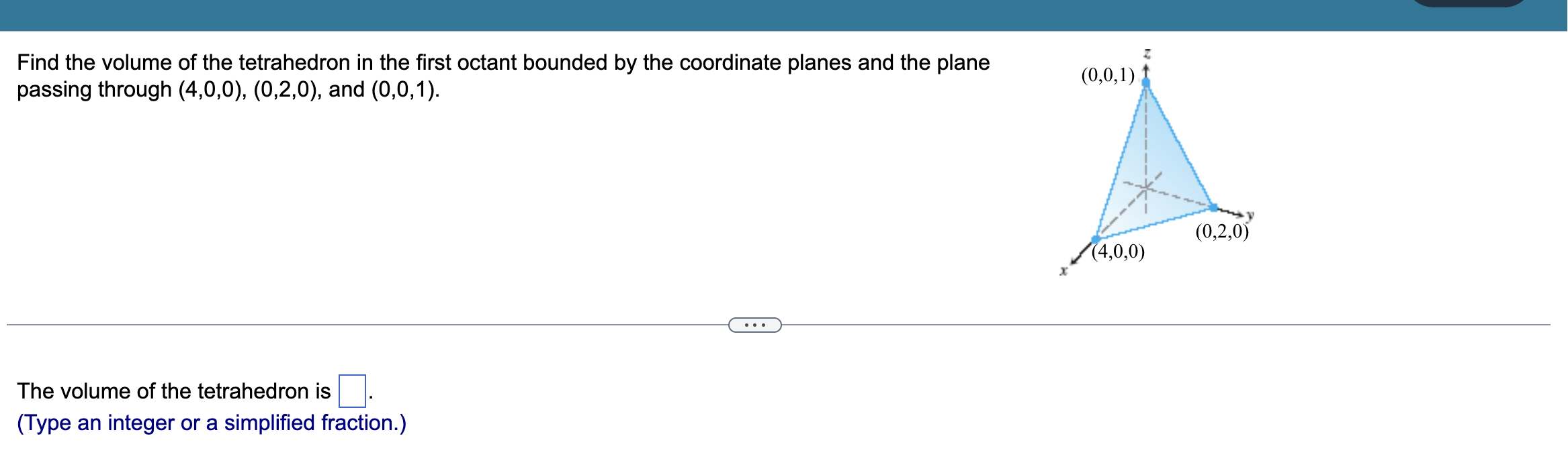 Solved Find the volume of the tetrahedron in the first | Chegg.com