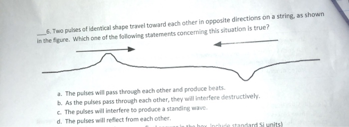 Solved -6. Two pulses of identical shape travel toward each | Chegg.com