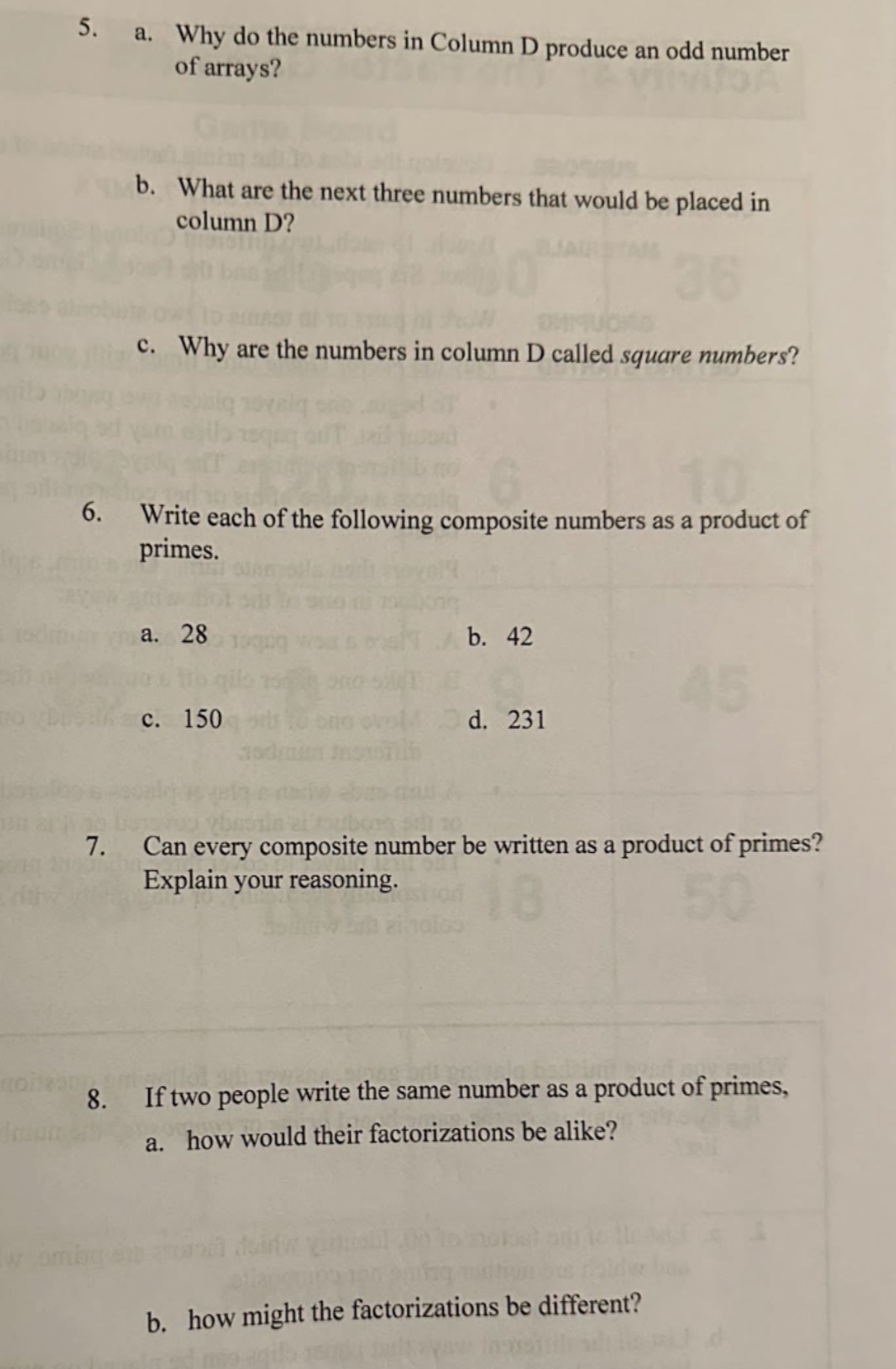 Solved a. ﻿Why do the numbers in Column D ﻿produce an odd | Chegg.com