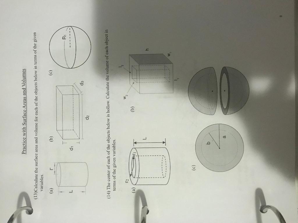 Solved Practice with Surface Areas and Volumes (13)Calculate | Chegg.com
