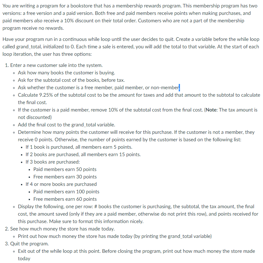 Solved o You are writing a program for a bookstore that has | Chegg.com
