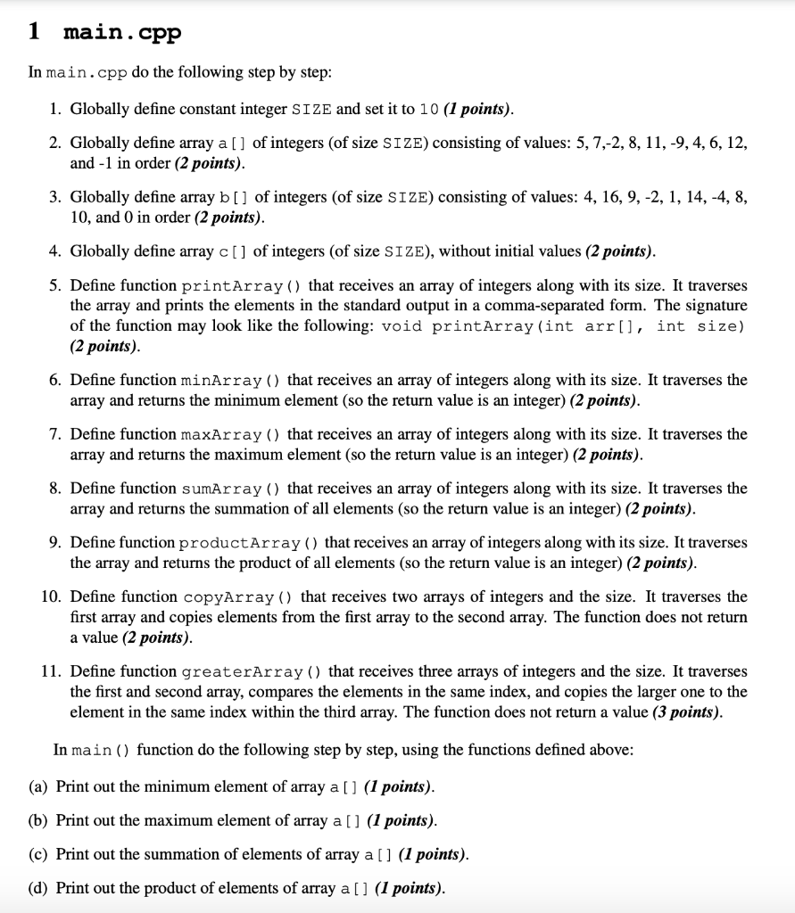 1 main.cpp In main.cpp do the following step by step: | Chegg.com