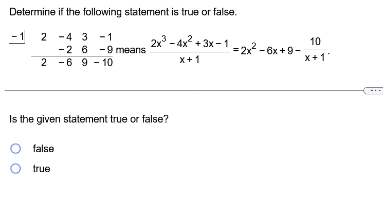 Solved Determine if the following statement is true or | Chegg.com