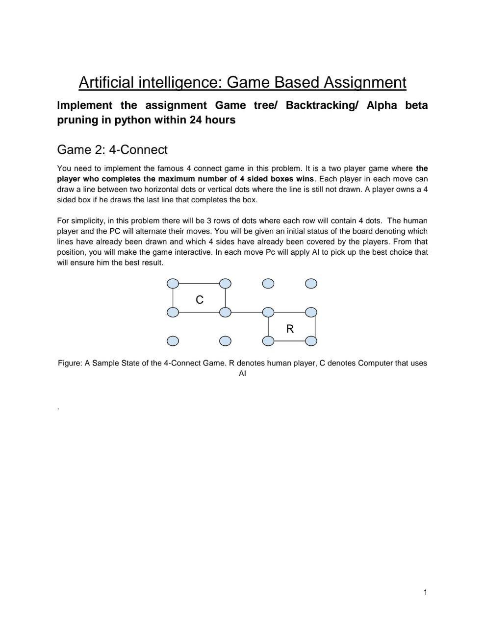 Solved Artificial intelligence: Game Based Assignment | Chegg.com