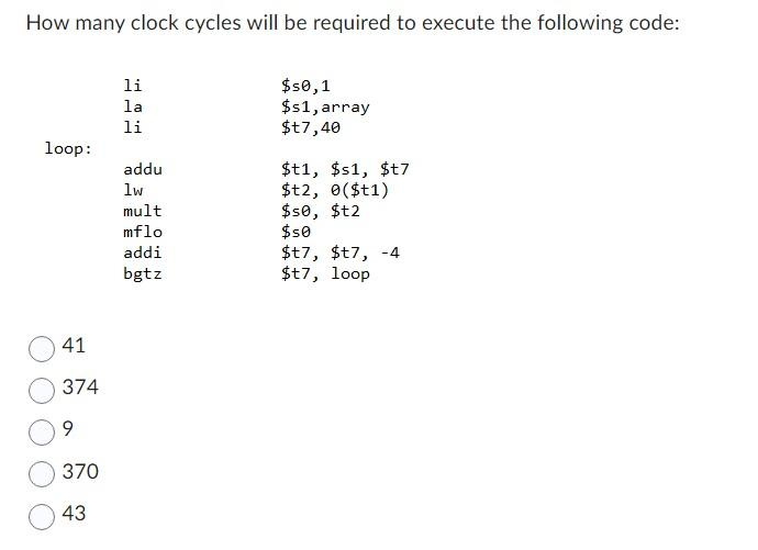 Solved How many clock cycles will be required to execute the | Chegg.com