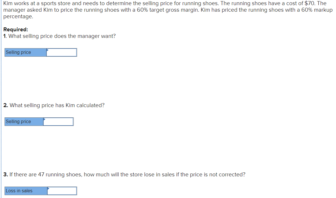 Solved Kim works at a sports store and needs to determine | Chegg.com