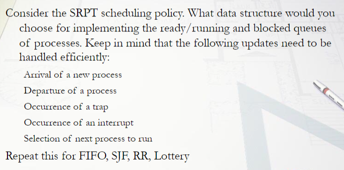 Solved Consider the SRPT scheduling policy. What data | Chegg.com