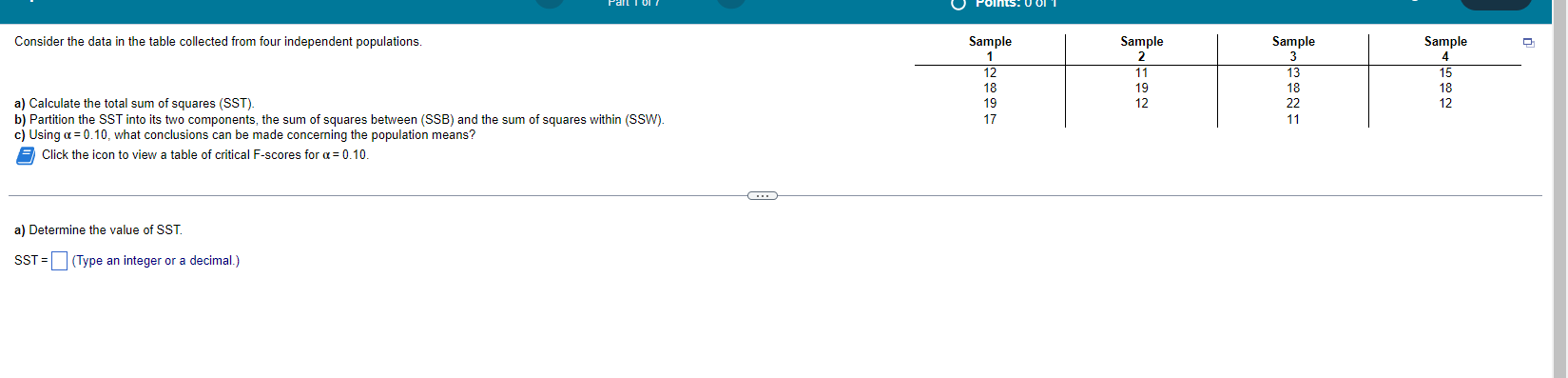 Solved a) Calculate the total sum of squares (SST). b) | Chegg.com
