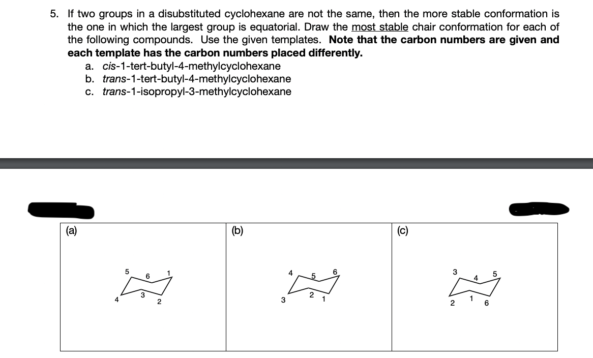 Solved 5. If two groups in a disubstituted cyclohexane are | Chegg.com