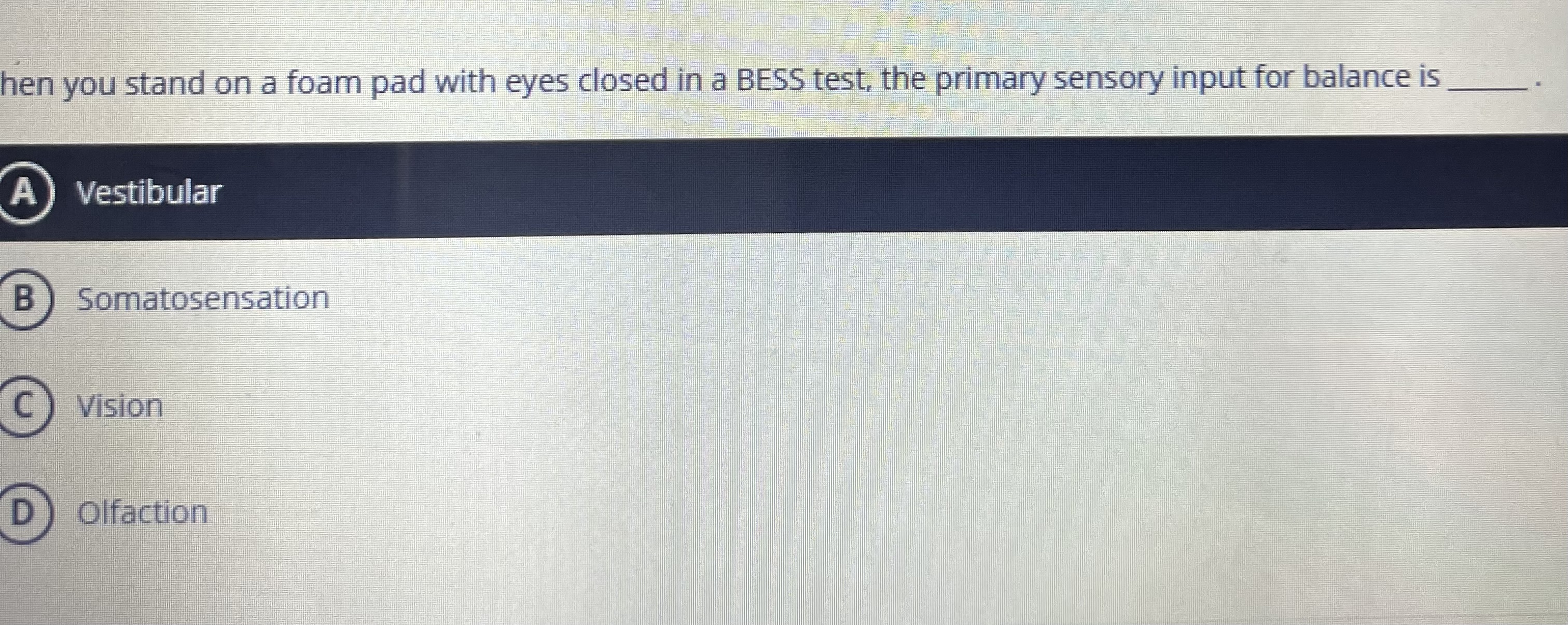 Solved hen you stand on a foam pad with eyes closed in a | Chegg.com