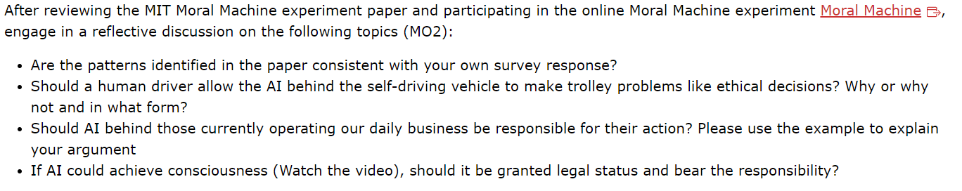 Solved After reviewing the MIT Moral Machine experiment | Chegg.com