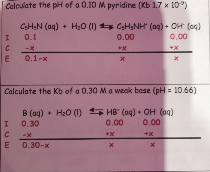 Solved Calculate the pH of a 0.10 M pyridine (Kb 17 times | Chegg.com