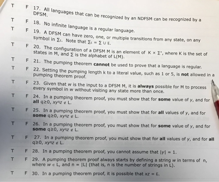 Solved TF17. All languages th DFSM at can be recognized by | Chegg.com