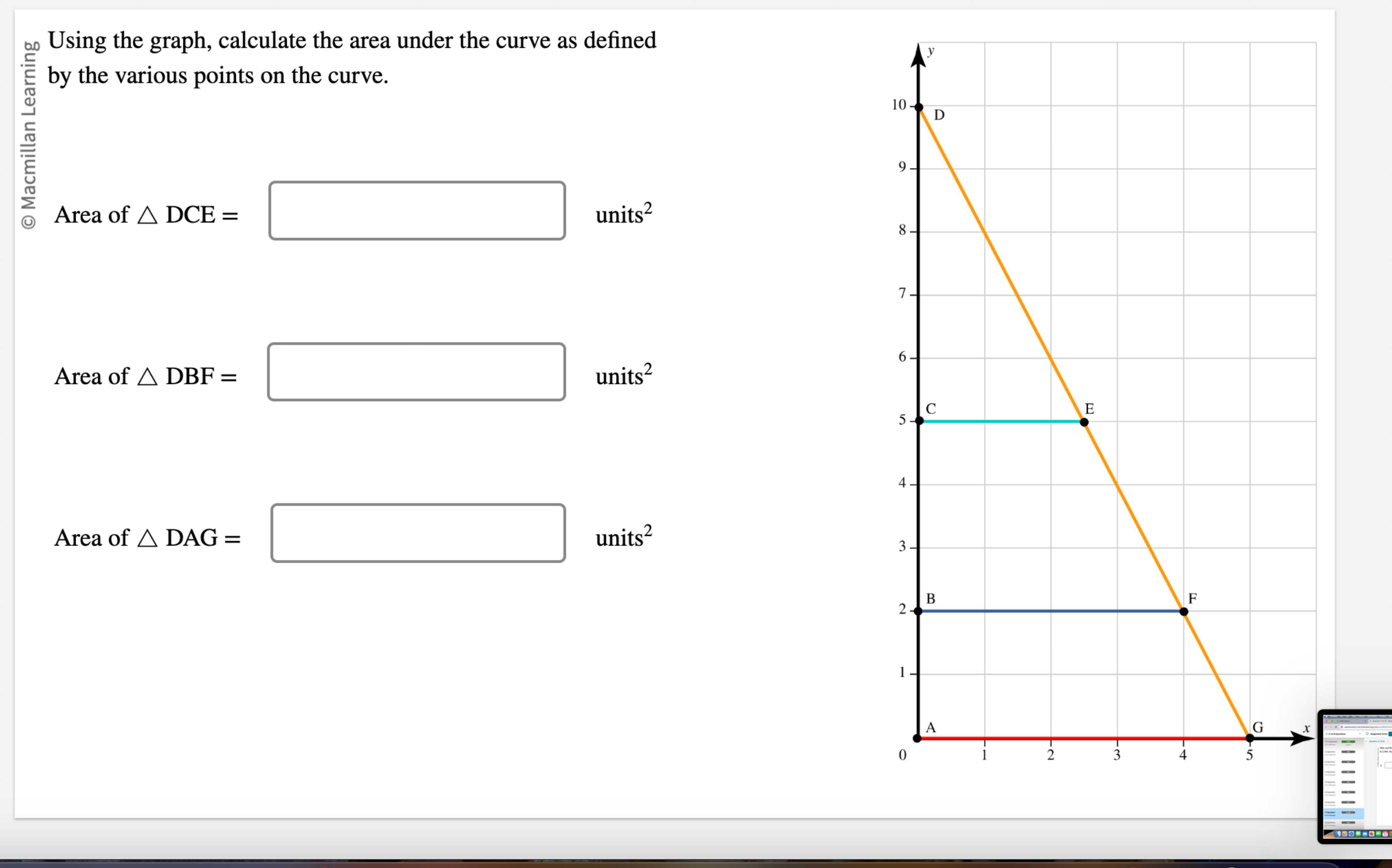 Solved Using the graph, calculate the area under the curve | Chegg.com