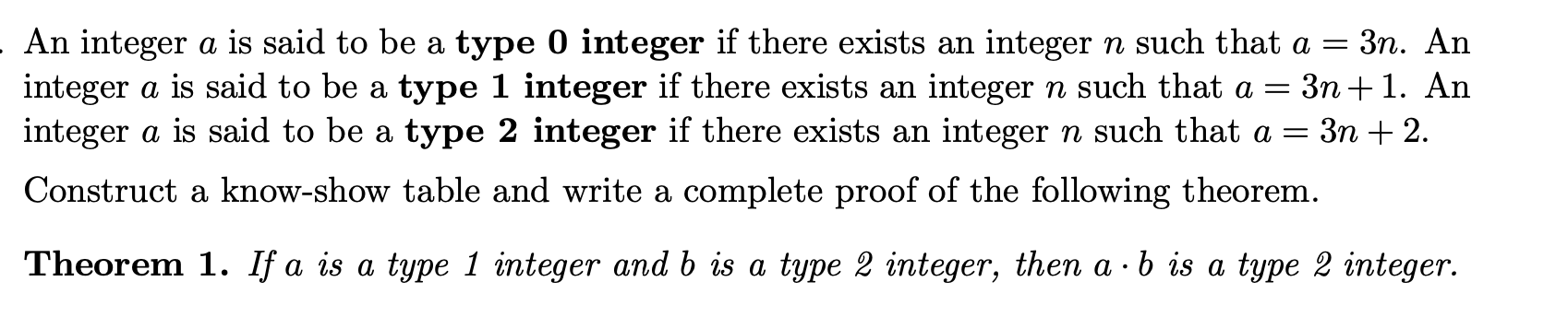 Solved An Integer A Is Said To Be A Type 0 Integer If There 