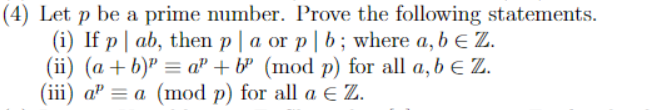 Solved 4) Let p be a prime number. Prove the following | Chegg.com