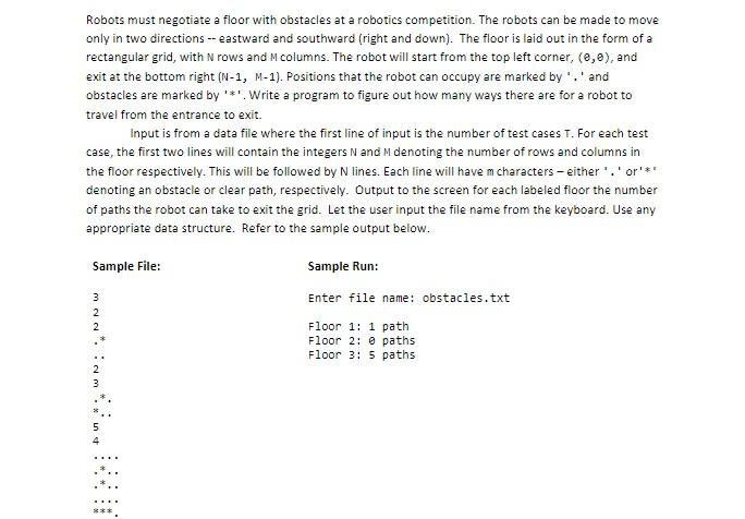 Solved Robots must negotiate a floor with obstacles at a | Chegg.com