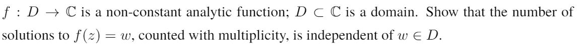 Solved : f:D → C is a non-constant analytic function; D C C | Chegg.com