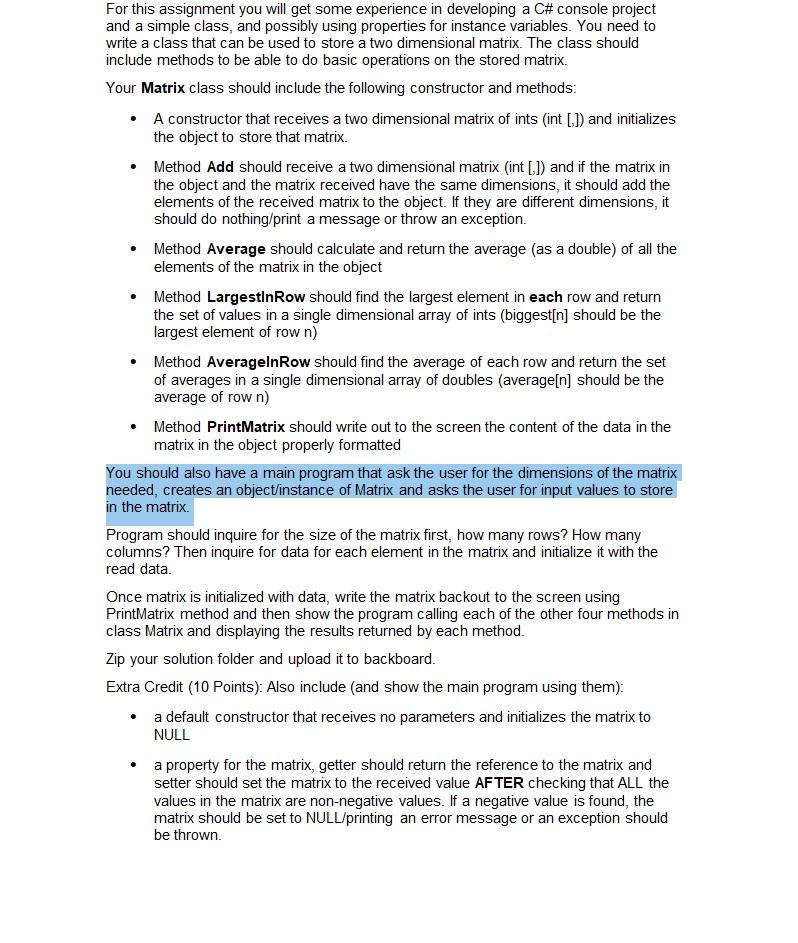 Solved Done in C# with .NET just need help setting up the | Chegg.com