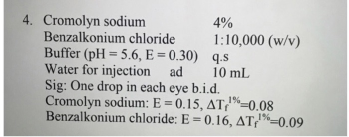 Isotonic solution: using sodium chloride equivalent | Chegg.com