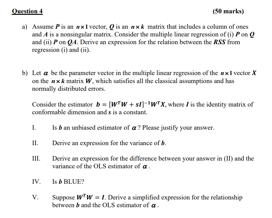 Solved a) Assume P is an n×1 vector, Q is an n×k matrix that | Chegg.com