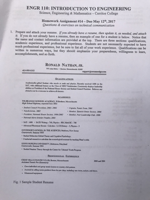 Solved ENGR 110: INTRODUCTION TO ENGINEERING Science, | Chegg.com