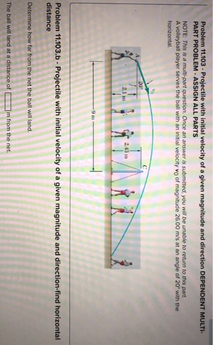 Solved Problem 11.103-Projectile with initial velocity of a | Chegg.com