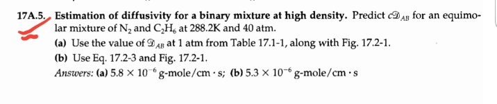 17A.5. Estimation of diffusivity for a binary mixture | Chegg.com