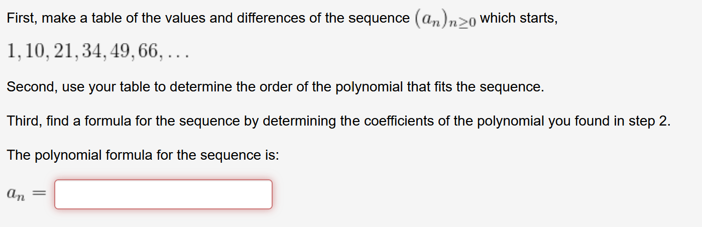 Solved First, make a table of the values and differences of | Chegg.com