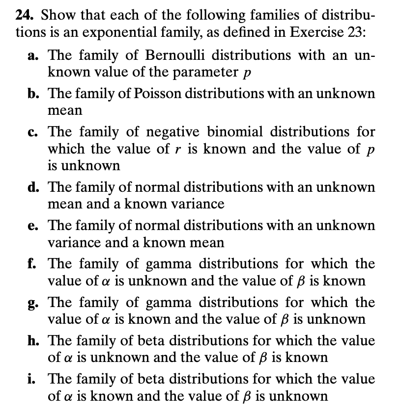 Solved Based on the function of exponential family that I | Chegg.com