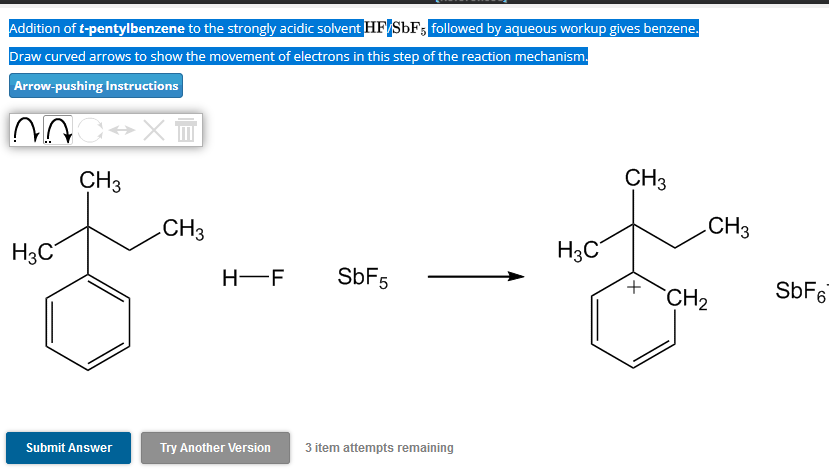 Addition of t-pentylbenzene to the strongly acidic | Chegg.com