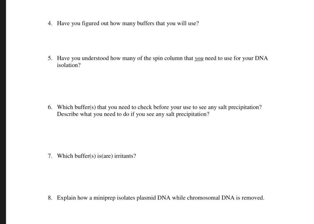 Solved Plasmid DNA Purification Using the QIAprep Spin | Chegg.com
