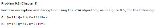 Solved Problem 9.2 (Chapter 9) Perform encryption and | Chegg.com