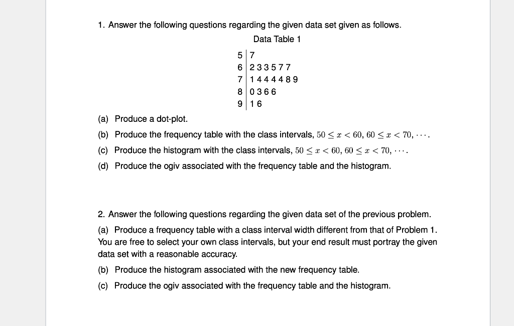 Solved (a) Produce a dot-plot. (b) Produce the frequency | Chegg.com