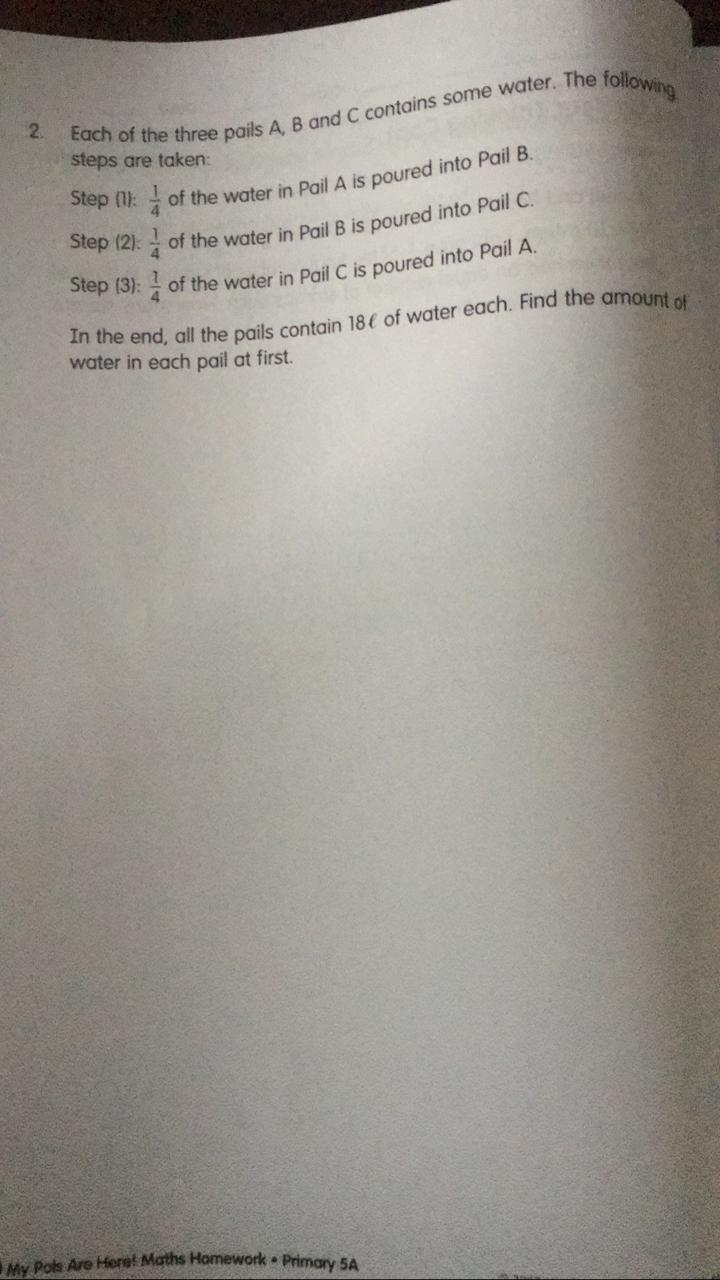 Solved 2. Each of the three pails A,B and C contains some | Chegg.com