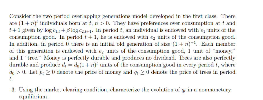 Solved Consider the two period overlapping generations model | Chegg.com