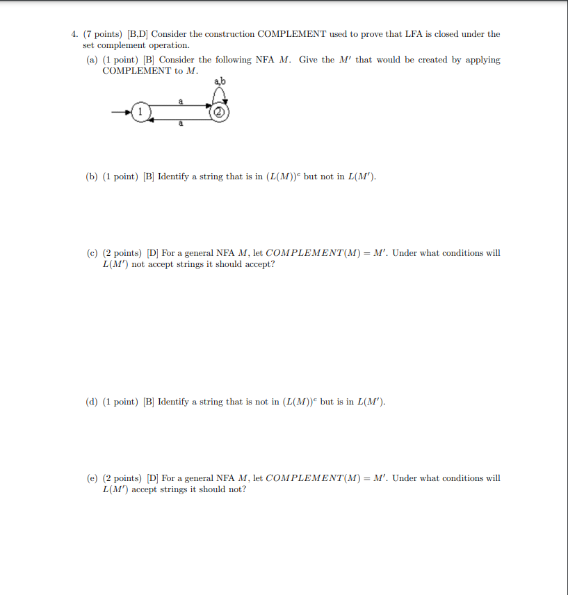 Solved 4. (7 points) [B,D] Consider the construction | Chegg.com
