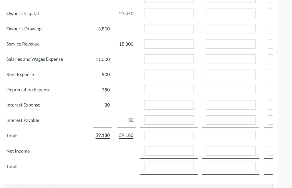 Solved The adjusted trial balance columns of the worksheet | Chegg.com