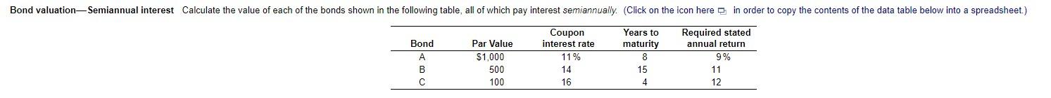 Solved \begin{tabular}{ccccc} \hline Bond & Par Value & | Chegg.com