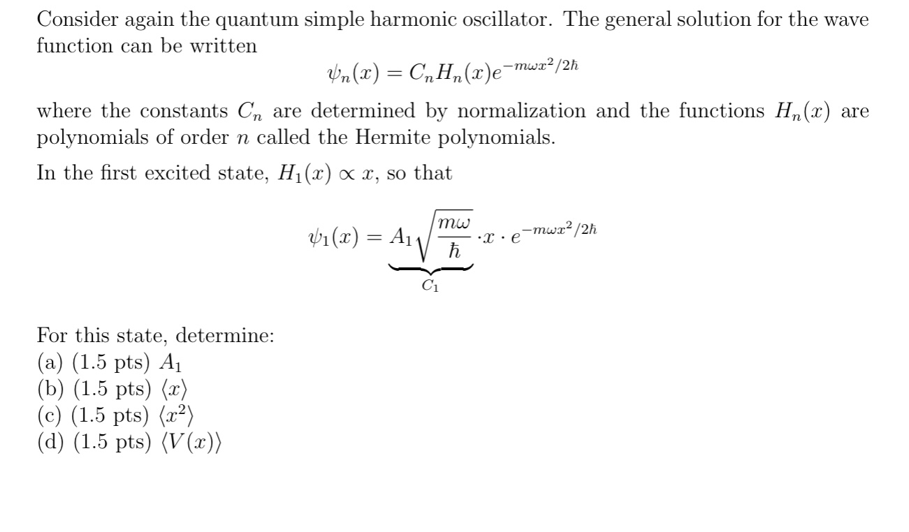 Solved Consider again the quantum simple harmonic | Chegg.com