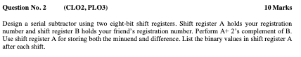 Solved Question No. 2 (CLO2, PLO3) 10 Marks Design a serial | Chegg.com