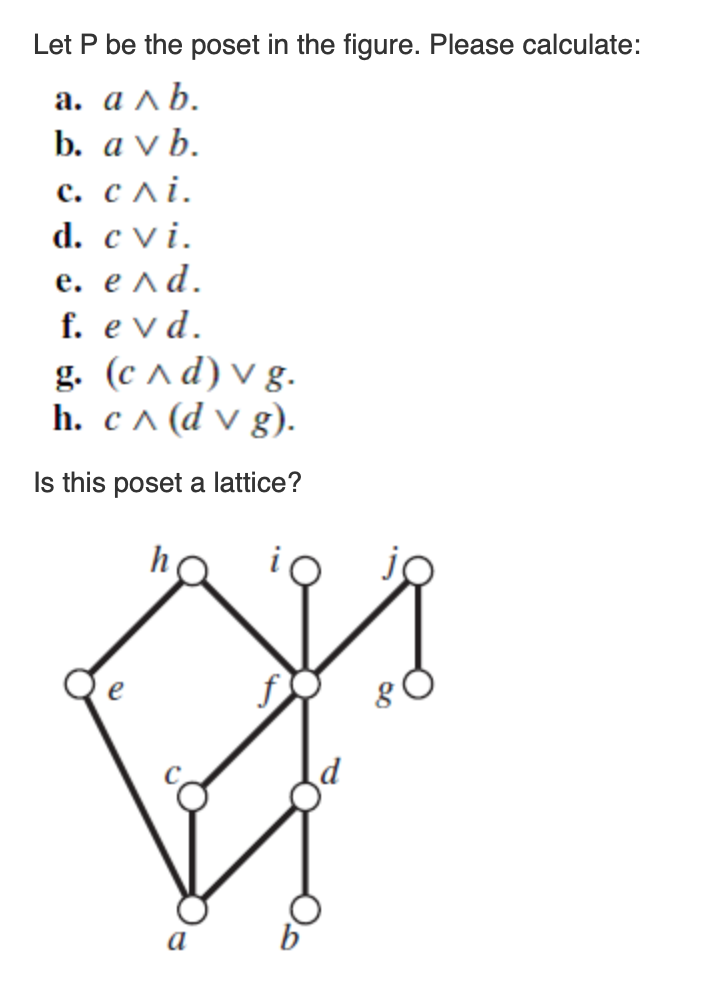 Solved Let P be the poset in the figure. Please calculate: | Chegg.com