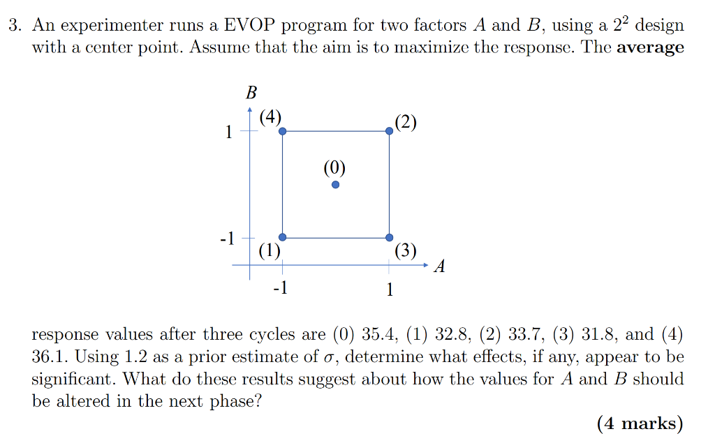 3. An experimenter runs a EVOP program for two | Chegg.com
